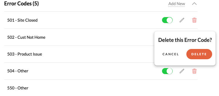Creating an Error/Failure Code