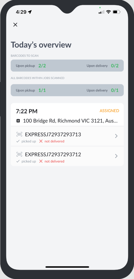 Barcode/Transit Label Scanning
