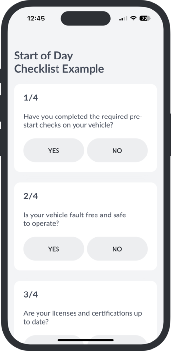 Completing the Start of Day Checklist